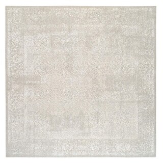 Shahbanu Rugs Hand Loomed Beige Fine Jacquard with Erased Design Wool ...