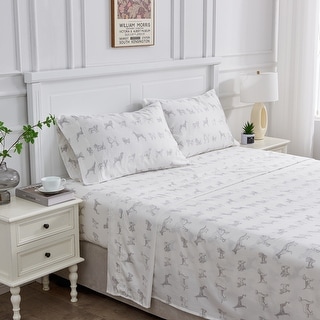 Printed Design Cotton Collection 400TC Hemstitch Animal Dog Sheet Set ...