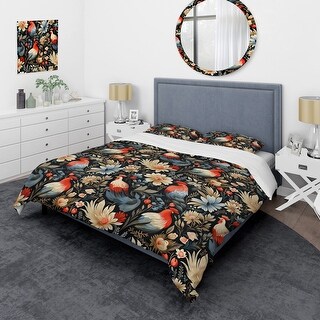 Designart "Country Charm Red Rooster Pattern" Beige Animal Print ...
