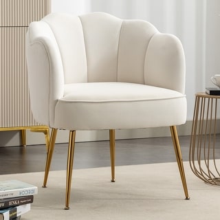 Shell Shape Velvet Fabric Armchair Accent Chair With Gold Legs For ...