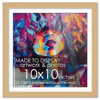 10x10 Natural Frame Matted for 10x10 Picture or 13x13 Poster Without ...