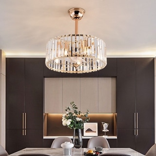 5-Light Gold Caged Reversible Ceiling Fan with Remote Control - Bed ...