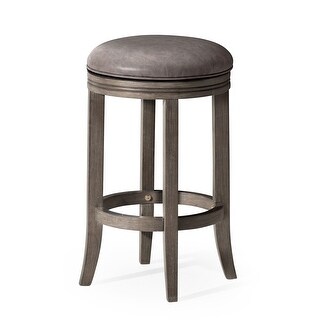 Maven Lane Eva Counter Stool, Reclaimed Oak Finish w/ Ronan Stone Vegan ...