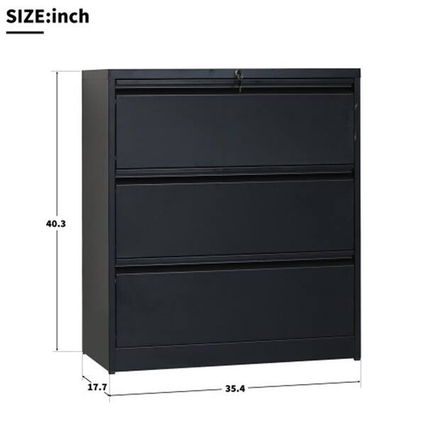 AOOLIVE Home Office Heavy-Duty Black Metal File Cabinet With 3 Drawers ...