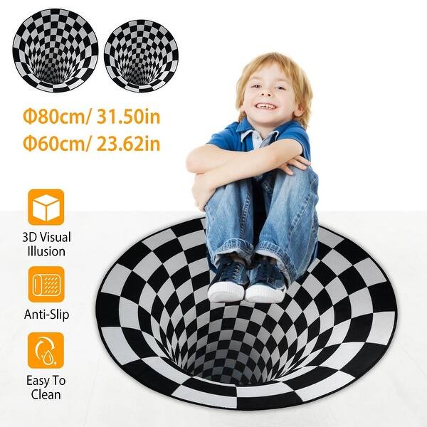 3D Visual Floor Area Mat Anti-slip Illusion Rug Doormat Living Room ...