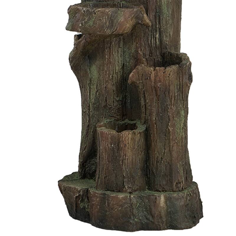 Rustic Decorative Tree Trunk 5 Tier Water Fountain with Light and Pump ...