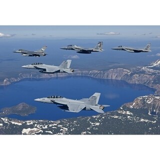 A Five Formation Of Two F15 Eagles Two F18 Super Hornets And An F16 ...