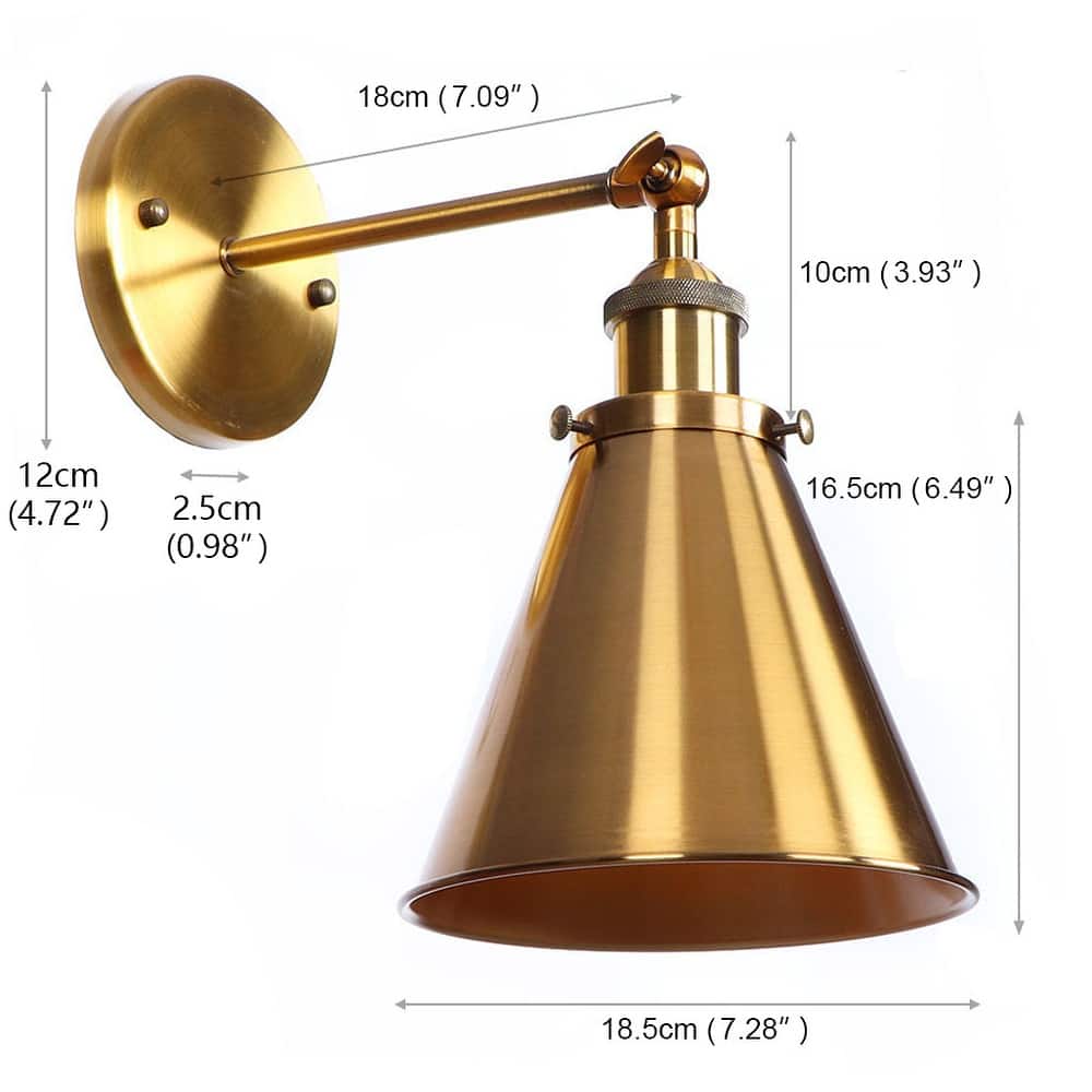 Industrial Gold Finish Cone Shape Swing Arm Wall Light - On Sale - Bed ...
