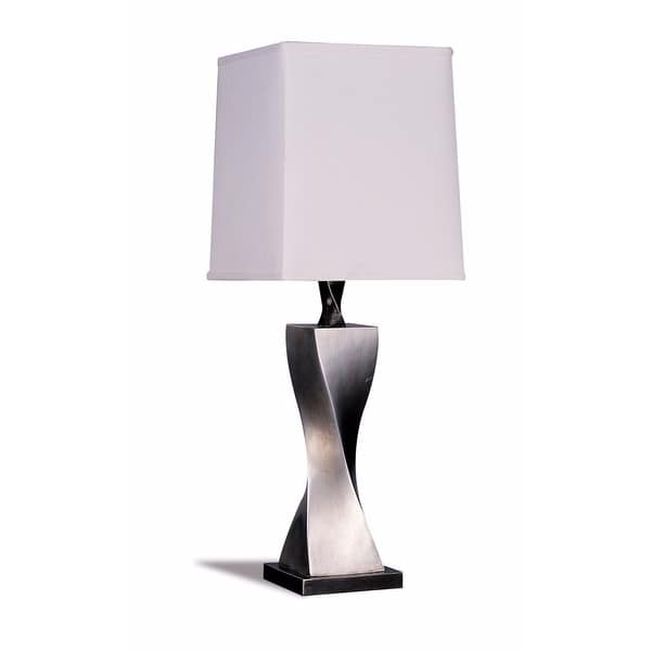 Square Shade Twist Table Lamp, White & Silver, Set of 2 - 31 H x 12 W x ...