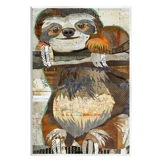 Stupell Smiling Sloth Patchwork Collage Jungle Animal Portrait Wood ...