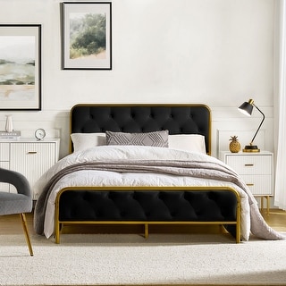 Mercedes Modern Upholstered button-tufted Platform Bed with bottom ...