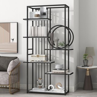 6-Tier Metal Frame Storage Large Bookshelfs, Open Storage Bookcase ...