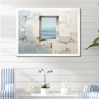 Designart "Beach Windows Horizon II" Coastal Windows Framed Wall Decor ...