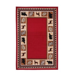 Furnish My Place Red Wildlife Bear Rustic Moose Area Rug - Bed Bath ...