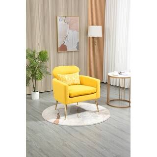 Velvet Accent Chair Living Room Armchair Lounge Chair, Yellow - Bed ...