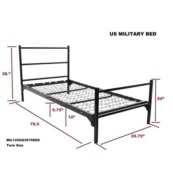 Blantex Genuine Military Square Tube non-adjustable bunkable bed black ...