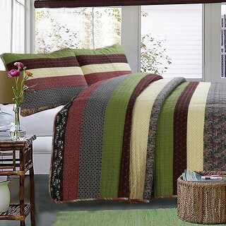 3pc Full/Queen Sandpiper Cove 100%Cotton Quilt Set Red Brown - Bed Bath ...