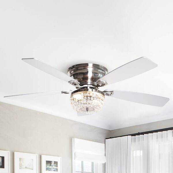 48" Metal 5-Blades Crystal Hugger Ceiling Fan - Bed Bath & Beyond ...