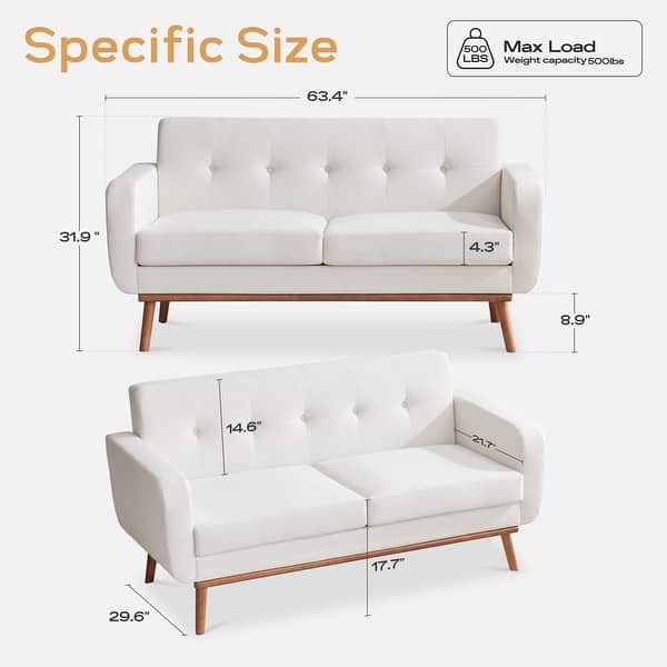 HUIMO Sofa Couch for Two People Tufted Fabric Upholstered Sofa - Bed ...