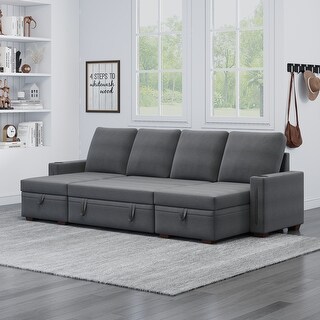 Comfy 4 Seater Sectional Storage Sofa Couch with Cushion Back, Square ...