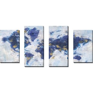 "Indigo World Map" by Danhui Nai Print on Canvas Set of 4 - Bed Bath ...