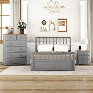 3-Pieces Full Size Platform Bed Sets with Nightstand - Bed Bath ...