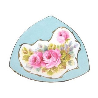 Limoges Porcelain Triangular Decoration Dish, White with Pink Flowers ...