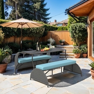 Convertible Conversation Sets for 4-Seats and Coffee Table, Blue - Bed ...