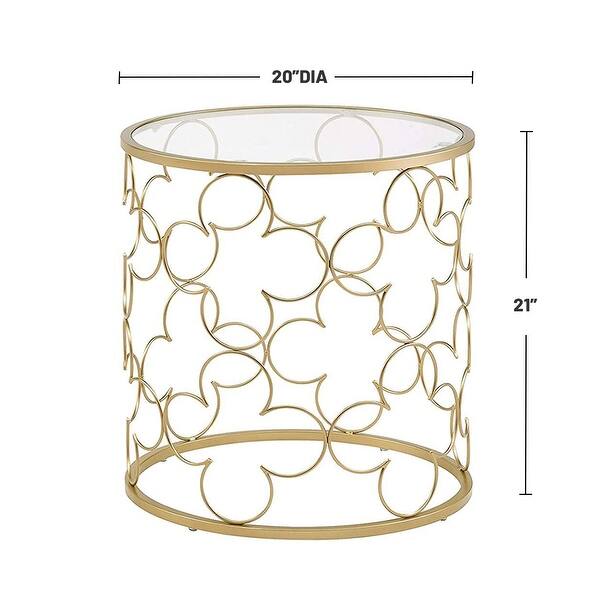 2 Piece Round Glass Nesting Table Set with Metal Base in Gold Finish ...