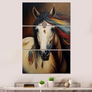 Designart "Amerindian Horse With Feathers IV" Animals Horse Indian ...