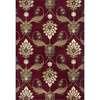7' Octagon Red Floral Vines Indoor Area Rug - 3'6" - Bed Bath & Beyond ...