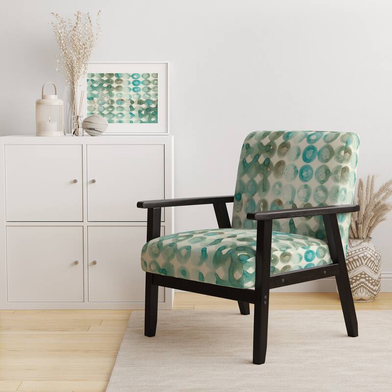Designart "Turquoise Watercolor Geometrical I" Upholstered Modern ...