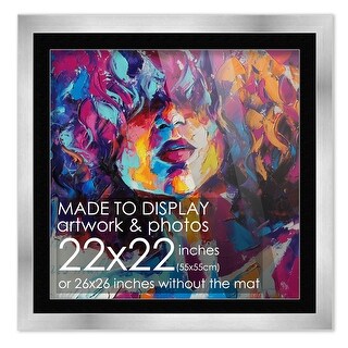 22x22 Frame Silver Matted for 22x22 Picture or 26x26 Art Poster - Bed ...