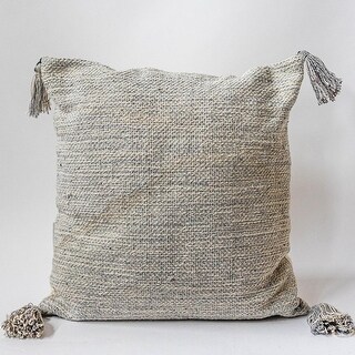 Woven Gray And Cream Pattern With Tassels Cushion Cover - Bed Bath ...