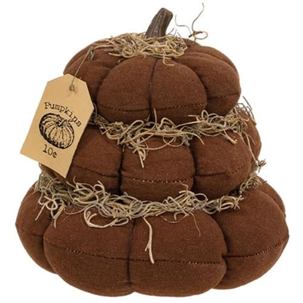 "Pumpkins 10 Cents" Stuffed Pumpkin Stack - 6" H x 6.25" diameter - Bed ...