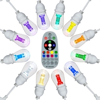 24FT S14 RGB+WW LED Color Changing Christmas String Light Set, White ...