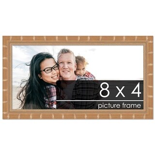 8x4 Bamboo Gold Complete Wood Picture Frame with UV Acrylic Plexiglass ...