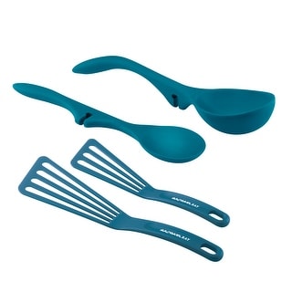 Rachael Ray Lazy Tool Kitchen Utensils Spoon Ladle and Turner Set, 4 ...