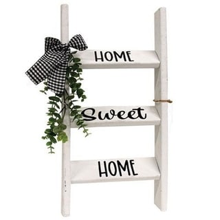Home Sweet Home White Wooden Ladder w/Greenery - 18” high by 9.25” wide ...
