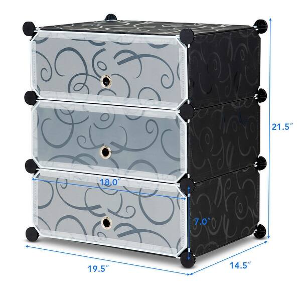 Costway DIY 3 Cube Portable Shoe Rack Storage Cabinet 6 Pair Space ...