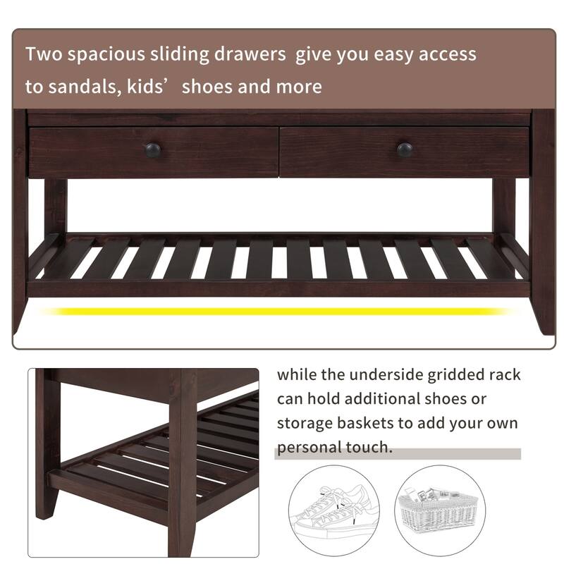 multipurpose entryway pine wood top storage bench - Overstock - 33199511