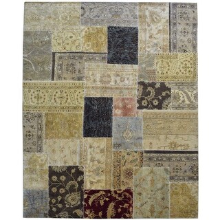 One of a Kind Hand-Knotted Persian 8' x 10' Patchwork Wool Multi Rug ...