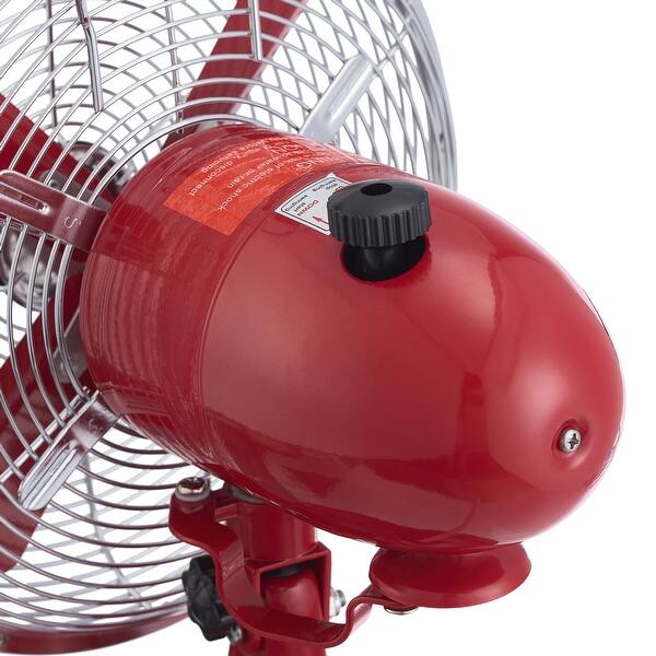 8 inch Retro 3-Speed Metal Tilted-Head Oscillation Table Fan Red - Bed ...