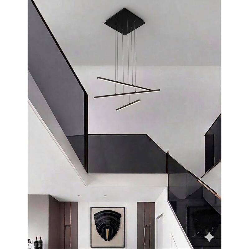 Transitional 3-Light Matte Black LED Linear Chandelier - Overstock ...