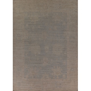 Muted Blue Oushak Turkish Area Rug Hand-Knotted Wool Carpet - 9'4"x12'2 ...