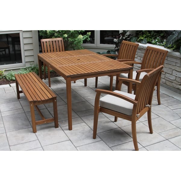 Eilaf 6 pc. Eucalyptus Dining Set with Deluxe Stacking Chairs - Bed ...