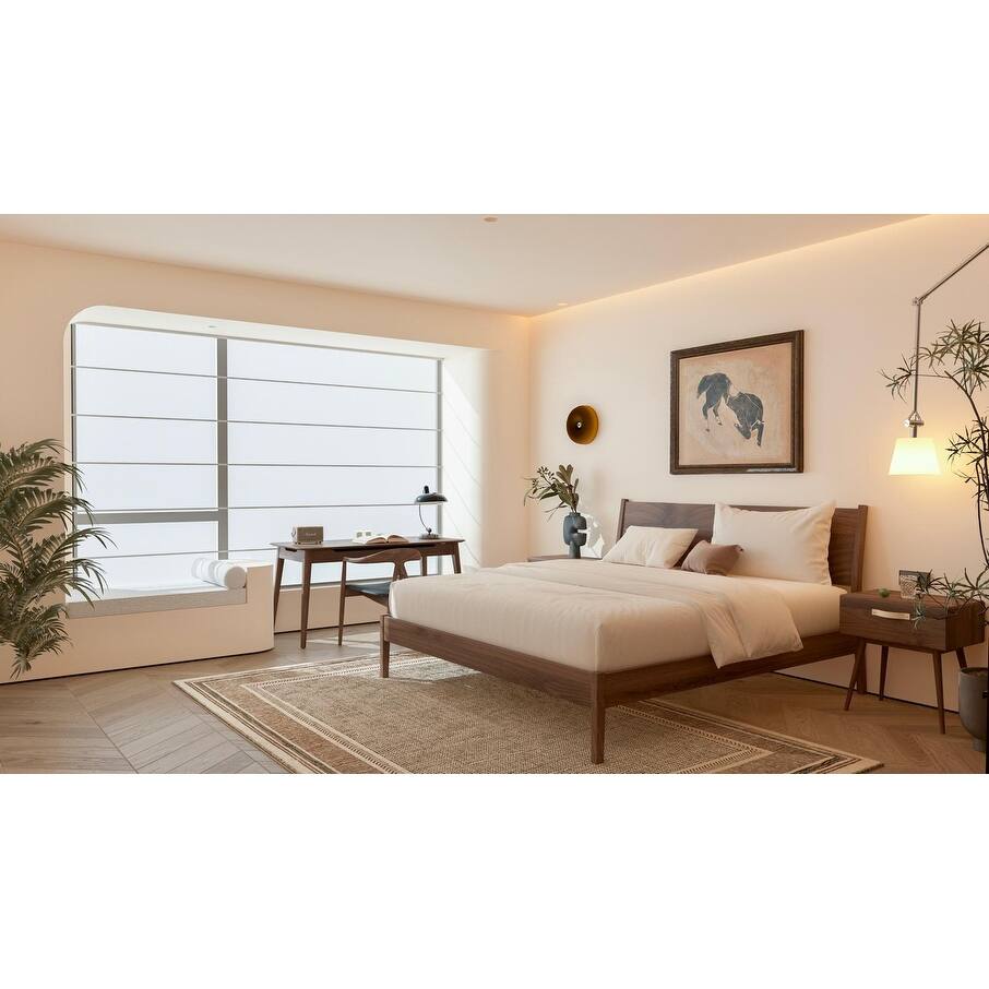 Melora Mid-Century Modern Walnut Brown Finished Wood and Rattan 3-Piece ...