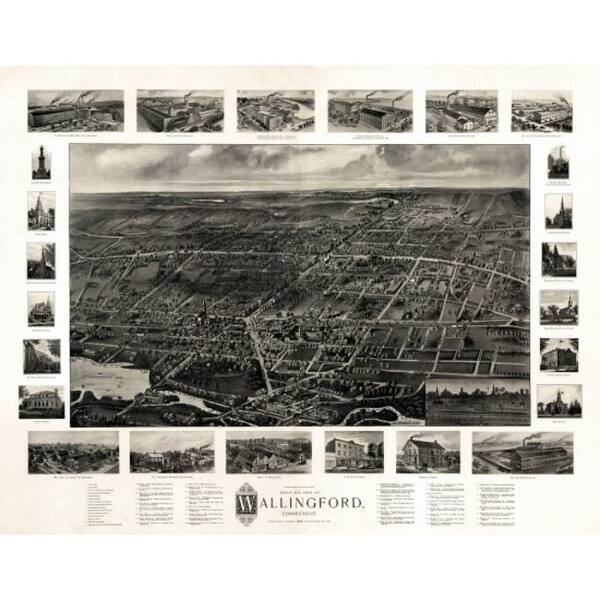 Vintage Map Of Wallingford Connecticut 1904 New Haven County Poster ...