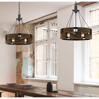 Cal Lighting Metal And Wood Chandelier (Edison Bulbs Not Included ...