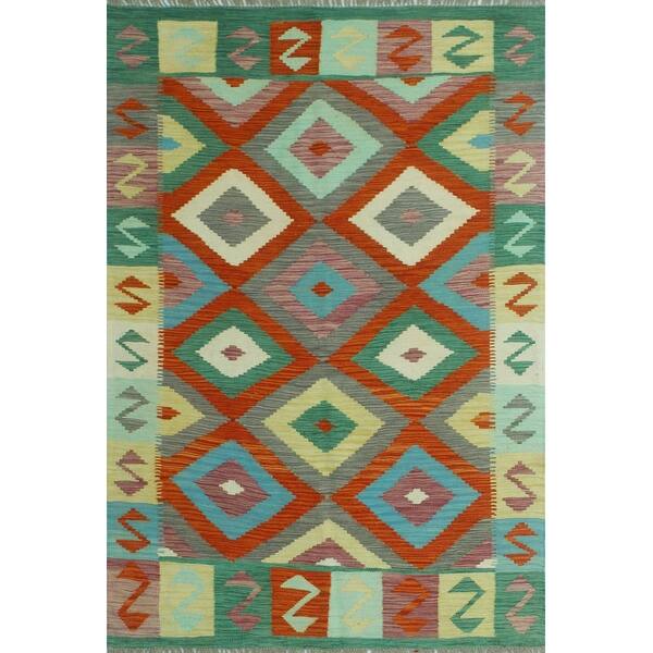 Sangat Flatweave Malyar Rust/Green Rug - 3'11" x 5'9" - Bed Bath ...